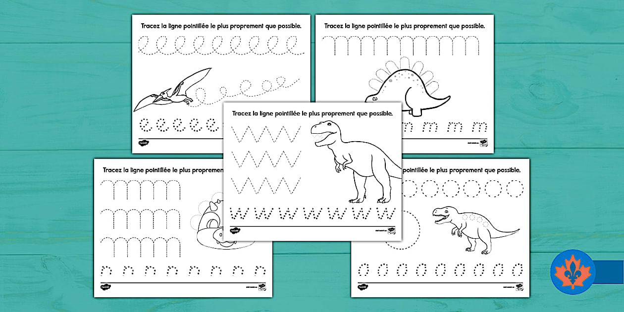 Dinosaur Pencil Control Worksheet French - Twinkl