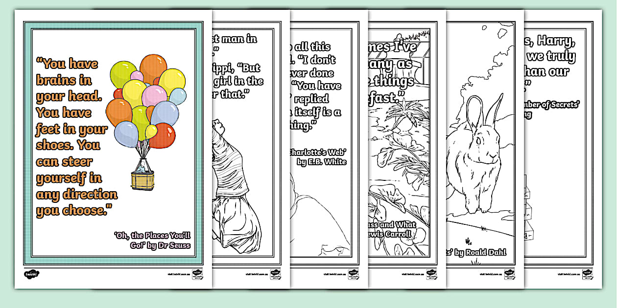 World Book Day Book Quote Colouring Pages (Lehrer gemacht)