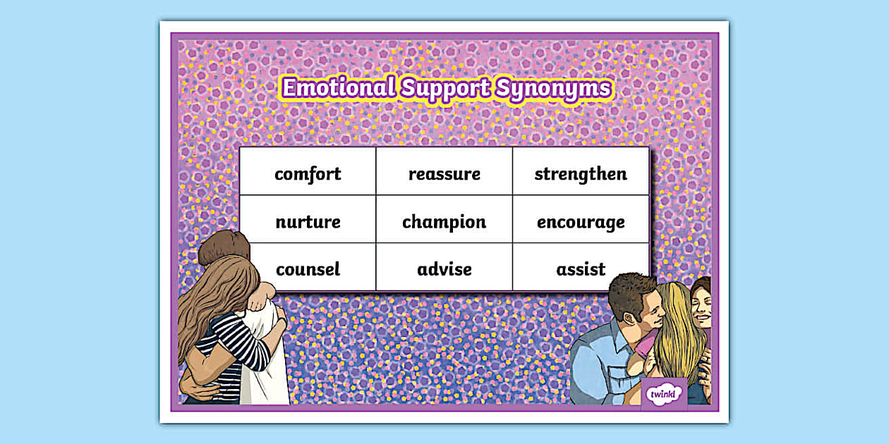 Synonyms for Emotional Support Word Mat - Twinkl