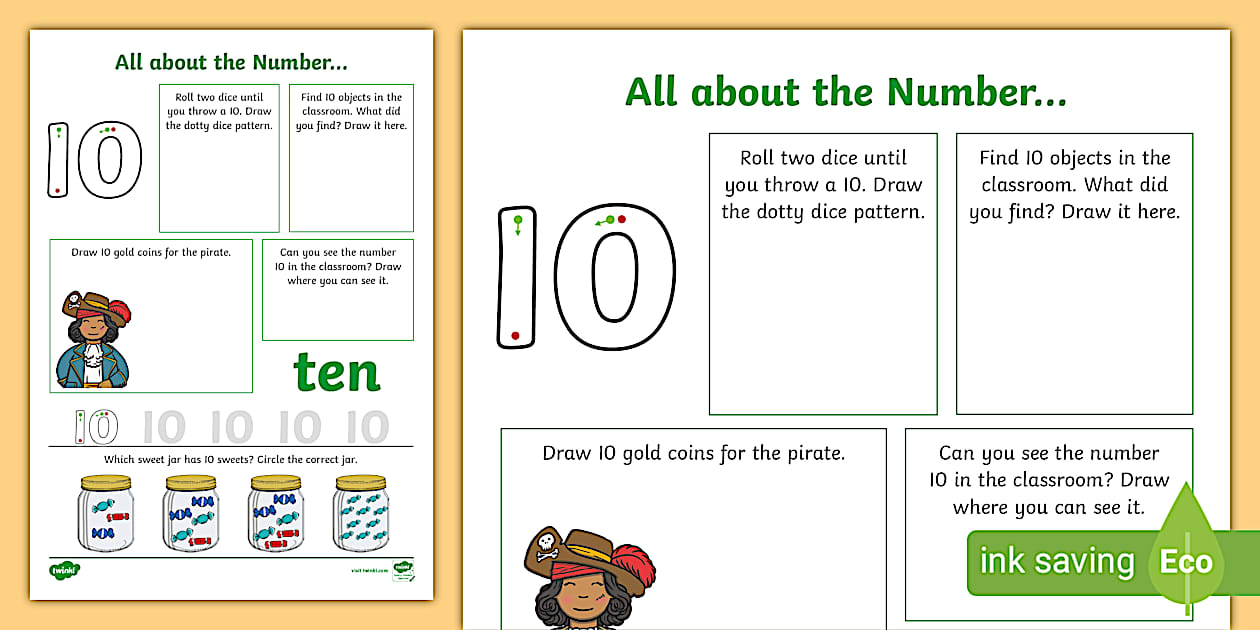 All About the Number 10 Worksheet - Twinkl