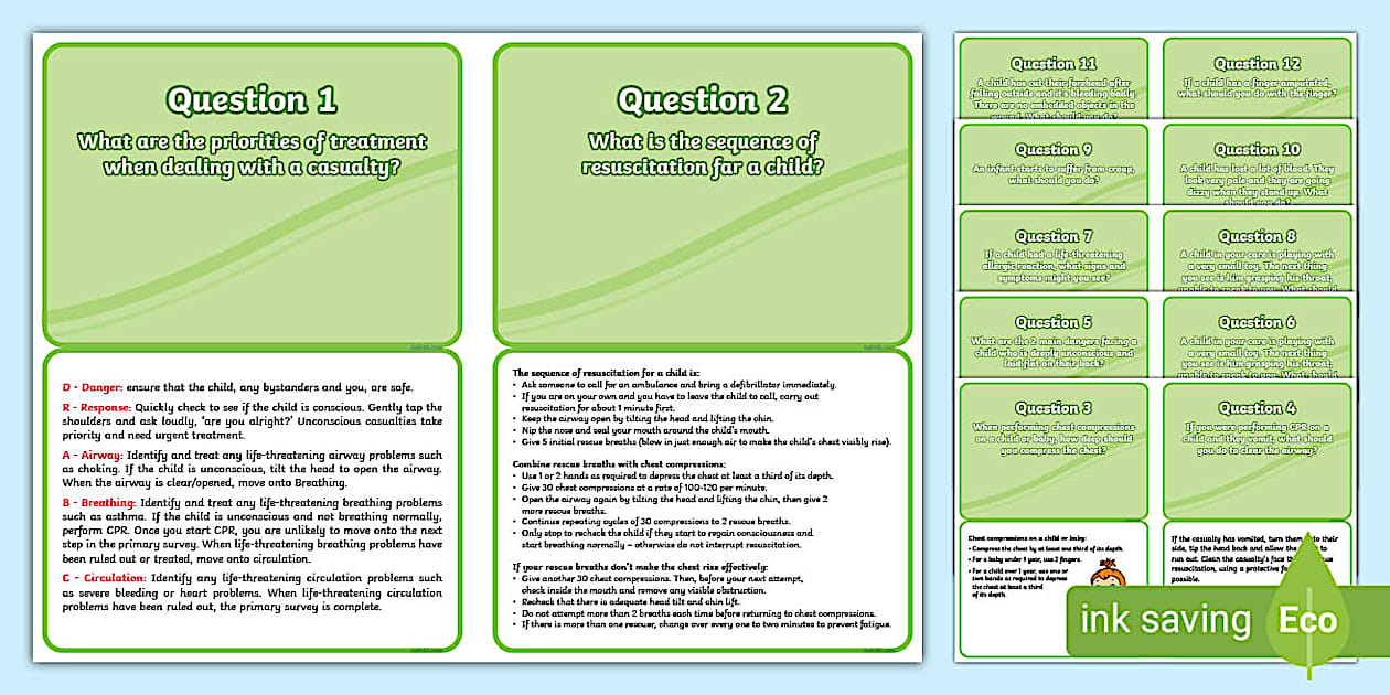 First Aid Prompt Cards for Childminders - Twinkl