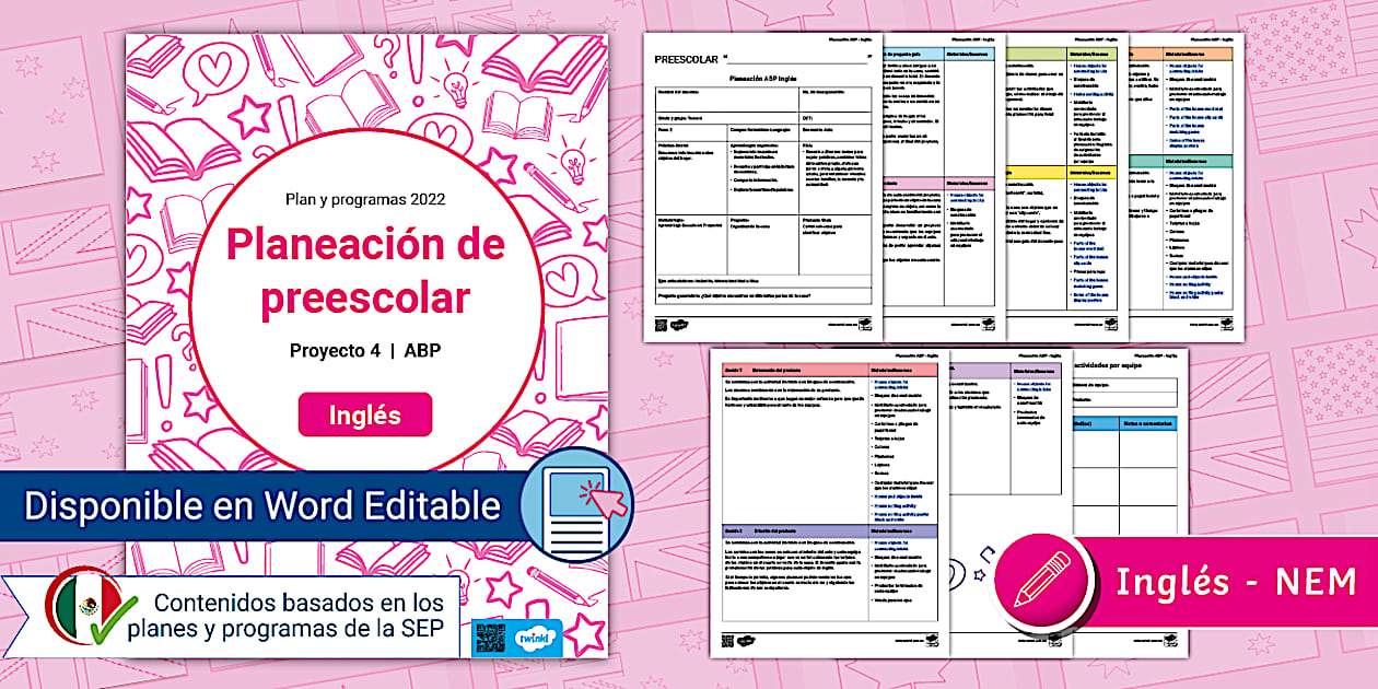 Planeación de preescolar - objetos de la casa en inglés