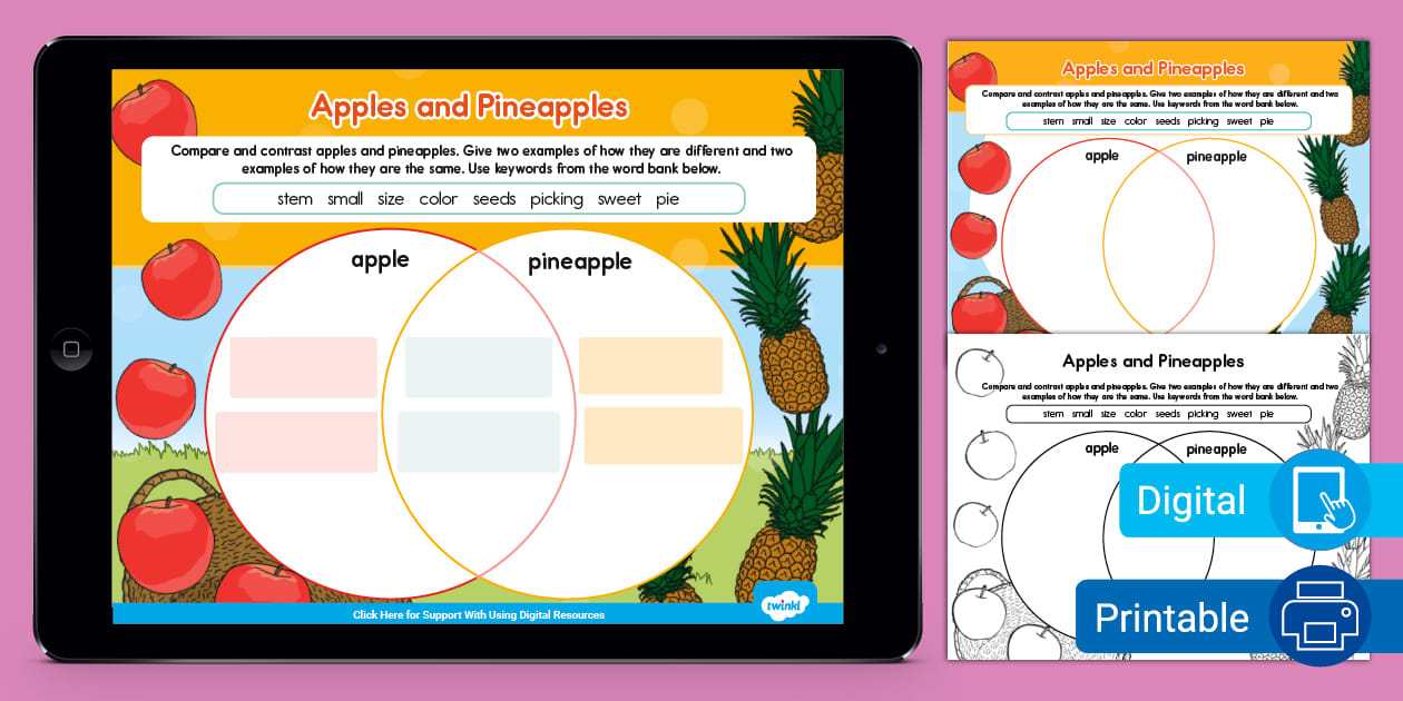 Apples and Pineapples Compare and Contrast for ELL - Twinkl