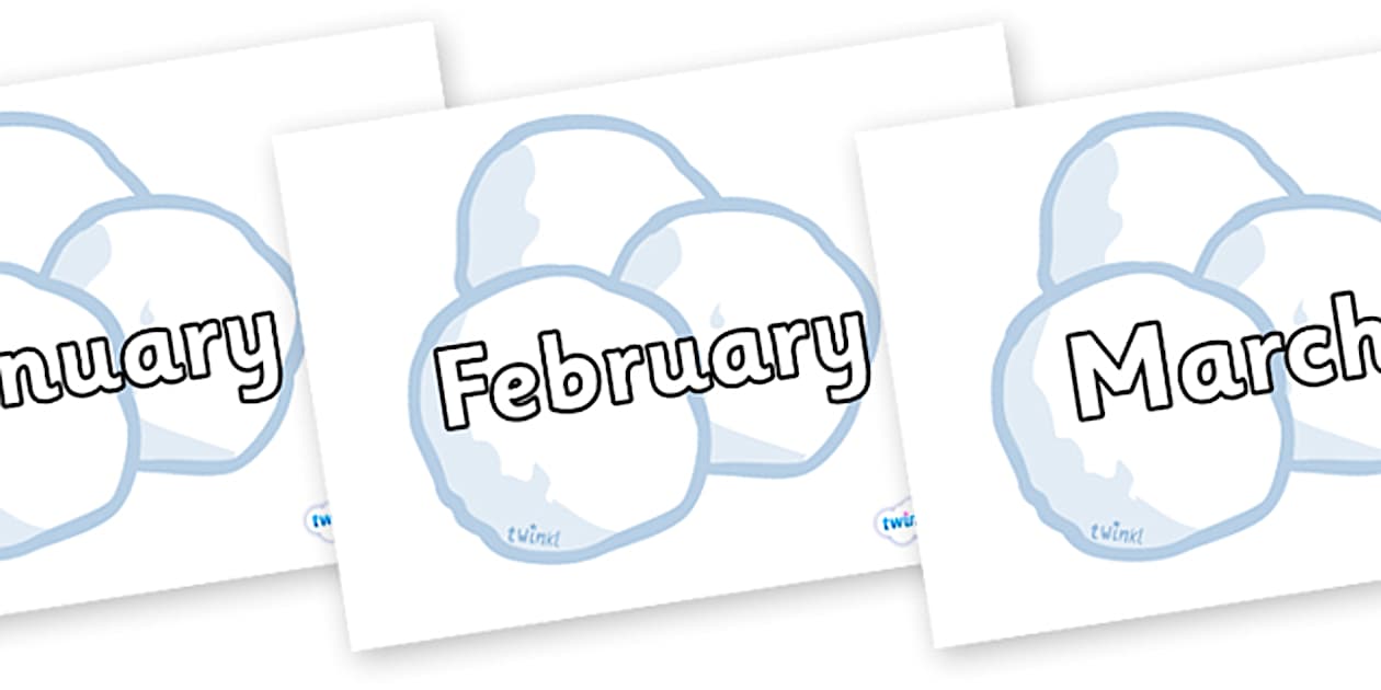 Months of the Year on Snowballs (teacher made) - Twinkl