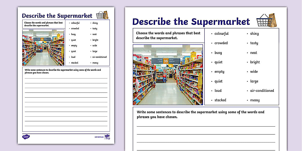 Describe the Supermarket Worksheet (Hecho por educadores)
