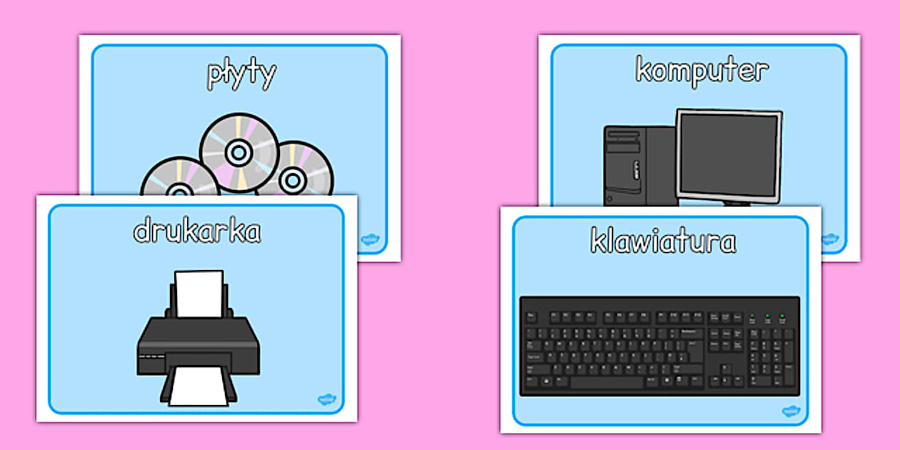 Wizytówki Sala informatyczna po polsku - komputery - Twinkl