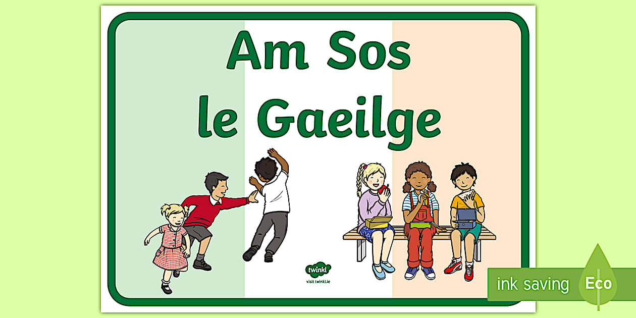 Breaktime Display Poster Gaeilge - Twinkl