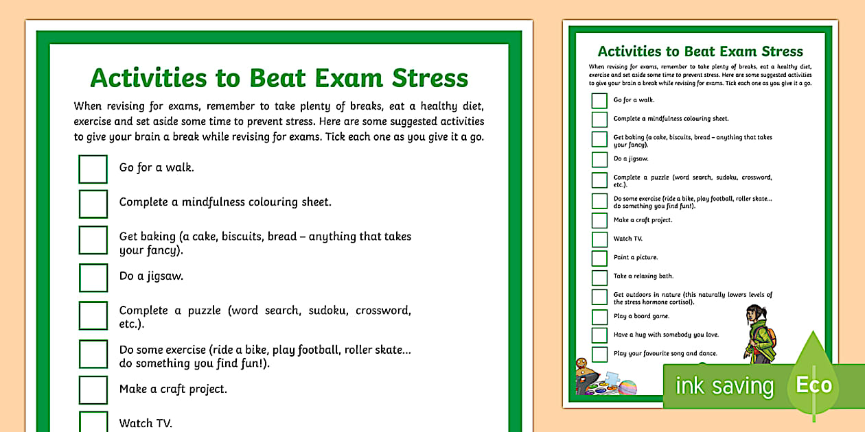 Activities to Beat Exam Stress Poster (teacher made)