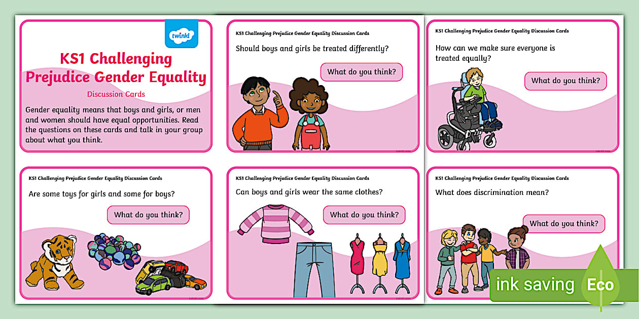 KS1 Gender Equality Debate Questions for Children Cards