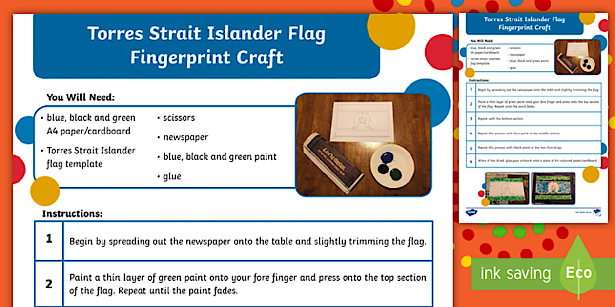 Torres Strait Islands Flag Finger Painting Activity