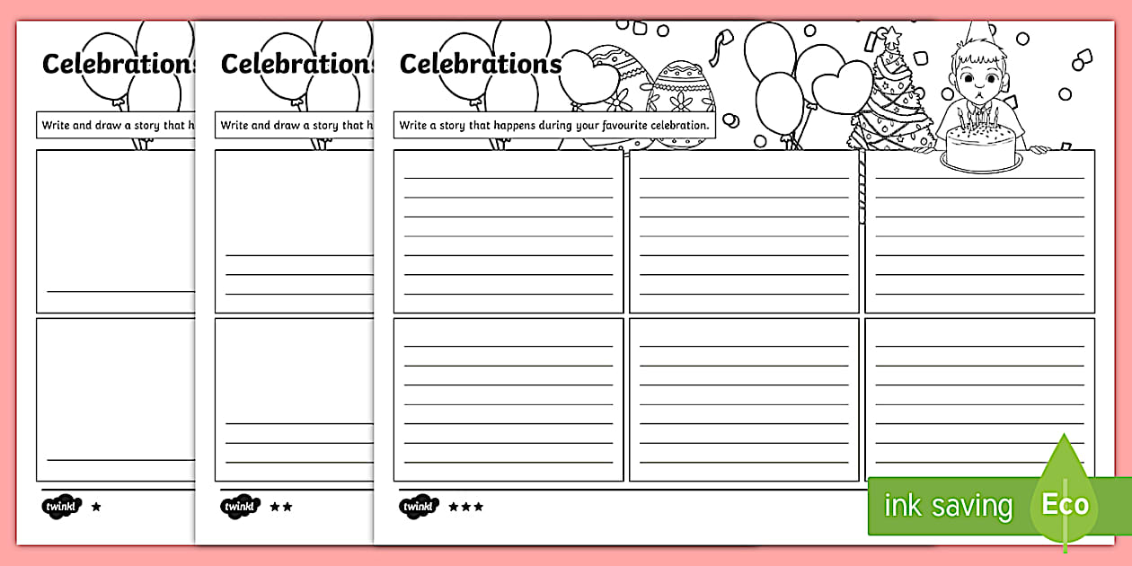 Celebration Story Differentiated Writing Template - Twinkl