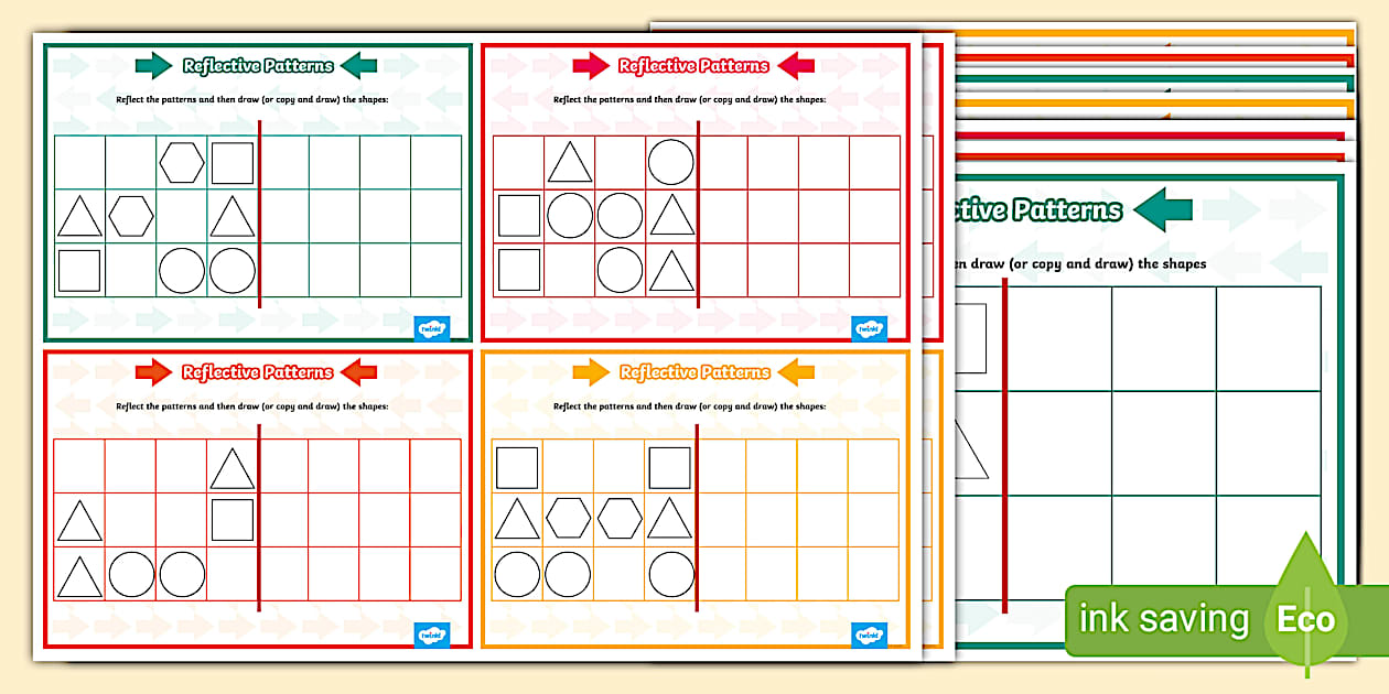 Editable Reflective Patterns Maths Challenge Cards - Twinkl