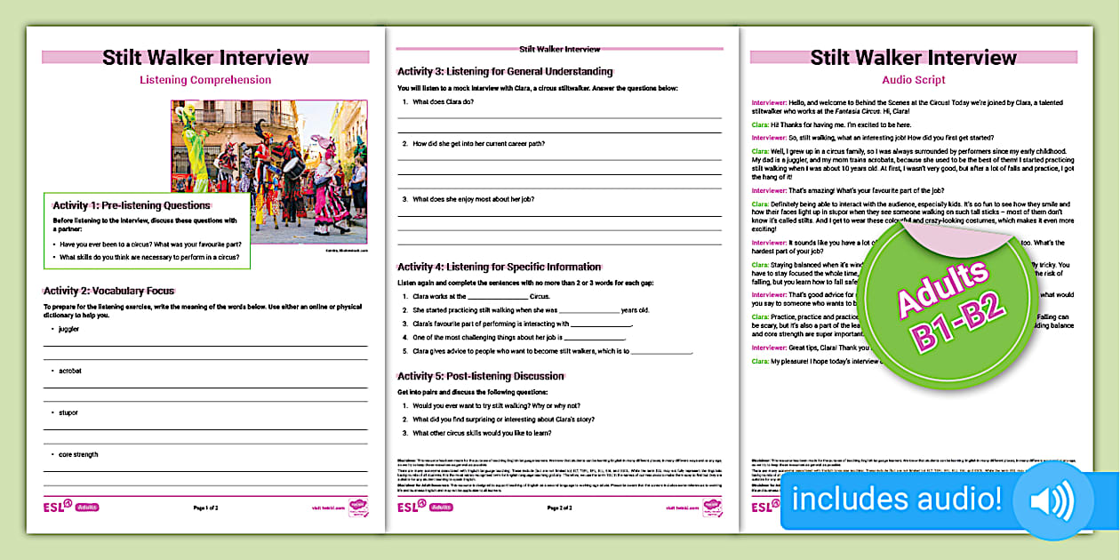 ESL Listening: Stilt Walker Interview [Adults, B1-B2]