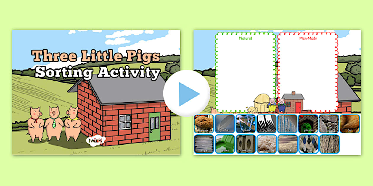 The Three Little Pigs Interactive Sorting Activity - Twinkl