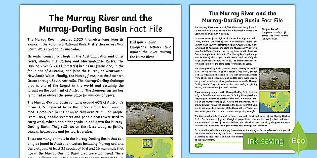 Black and White The Murray River Fact Sheet (teacher made)