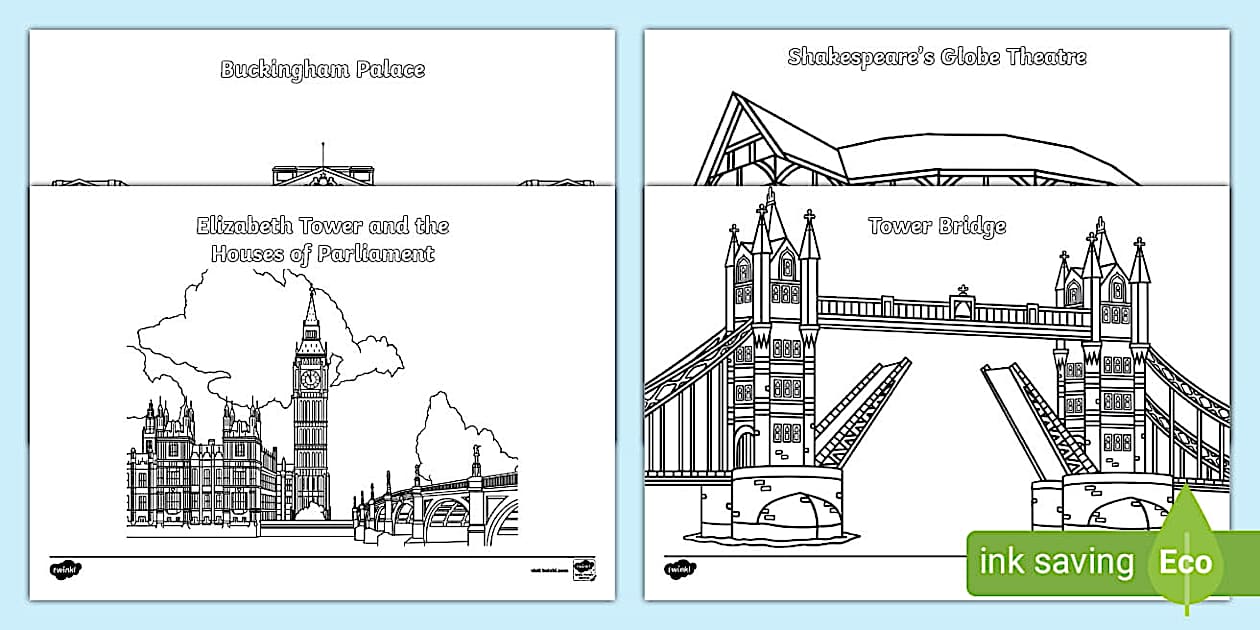 KS1 London Landmarks Colouring Pages - KS1 - Twinkl