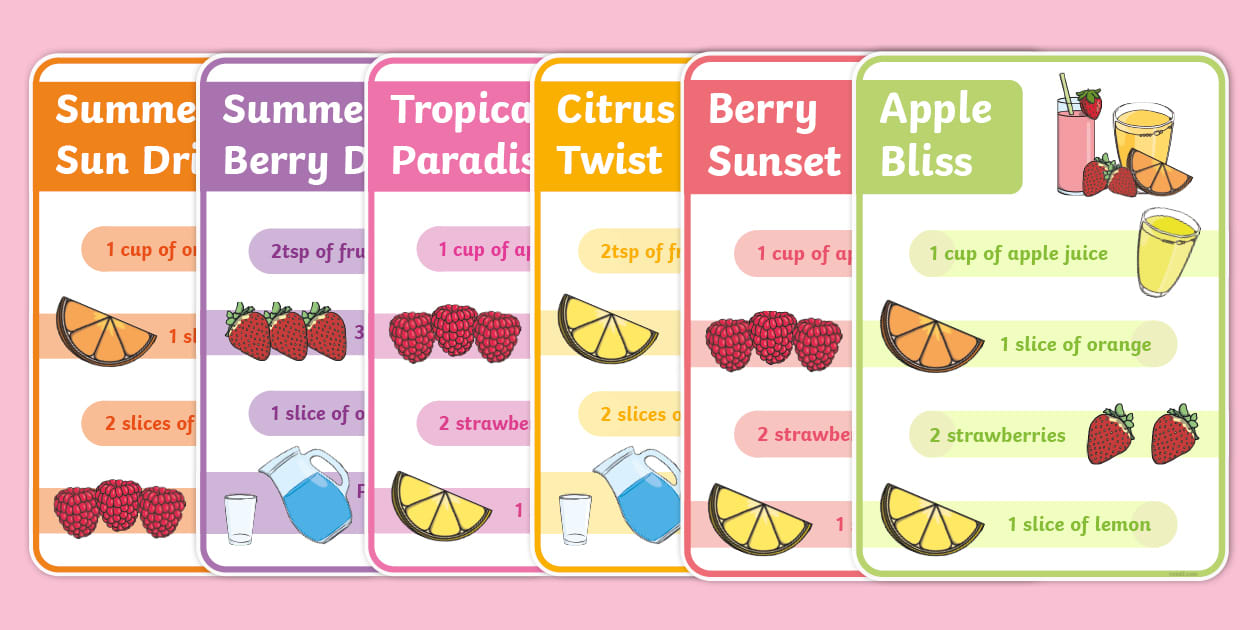 Make Your Own Summer Fruit Drinks Recipe Cards