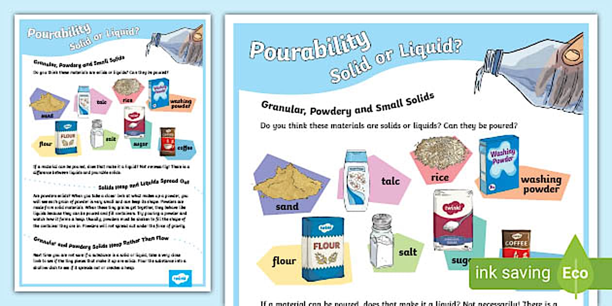 Pourability and Solids Poster (teacher made) - Twinkl