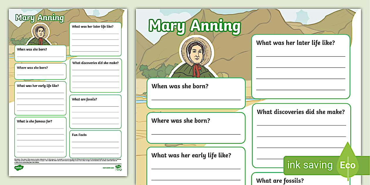Mary Anning Fact File Template