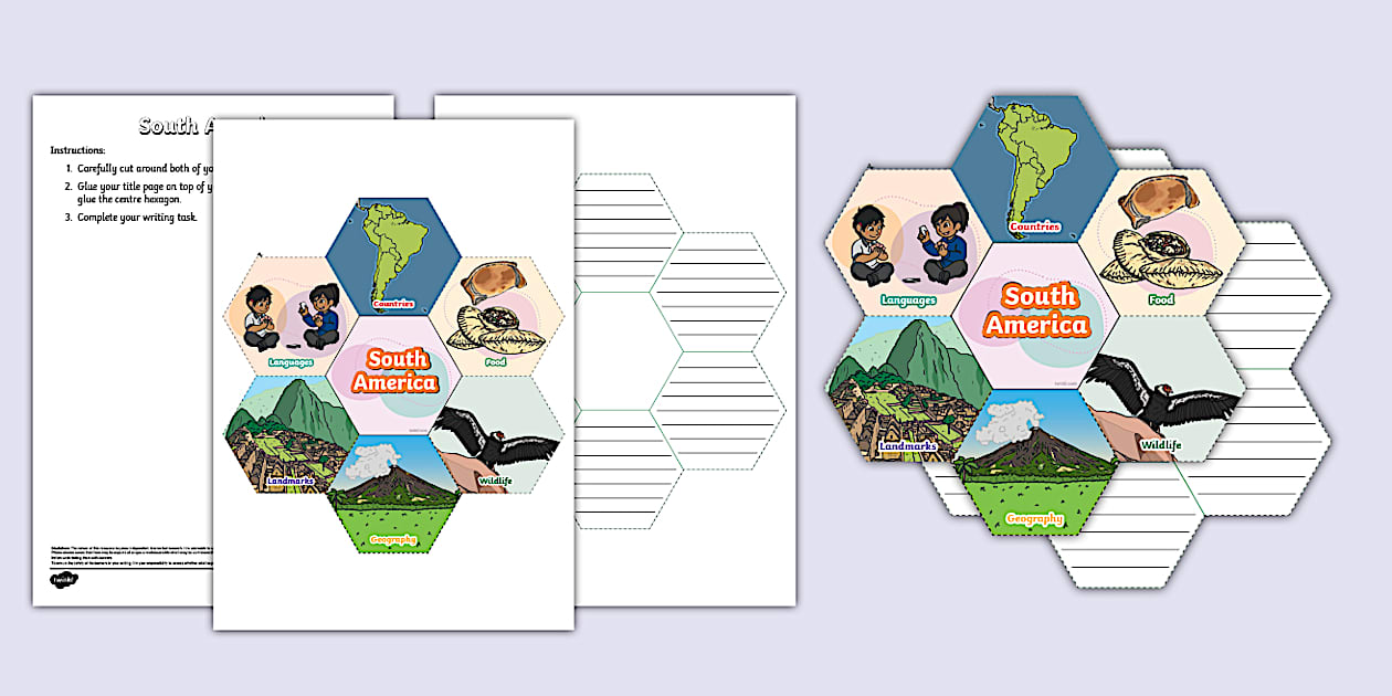South America Hexagon Writing Template (teacher made)