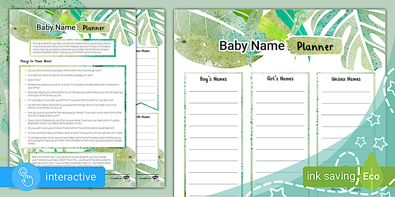 FREE! - Baby Name Planner (teacher made) - Twinkl