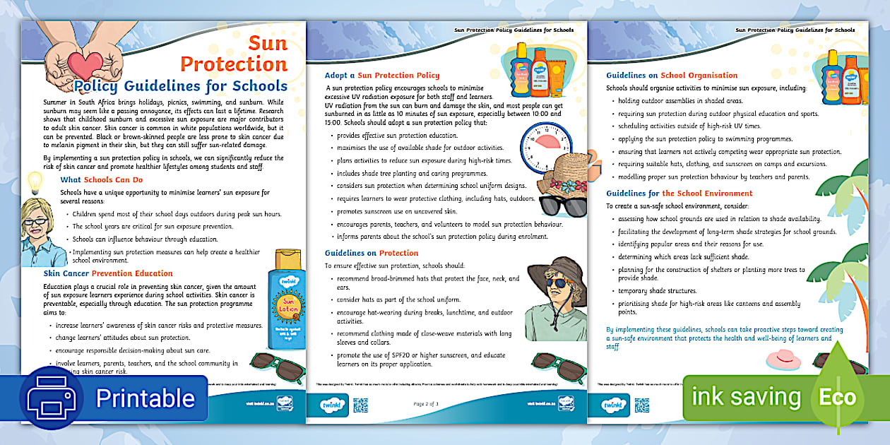 Sun Protection Policy Guidelines for Schools (teacher made)