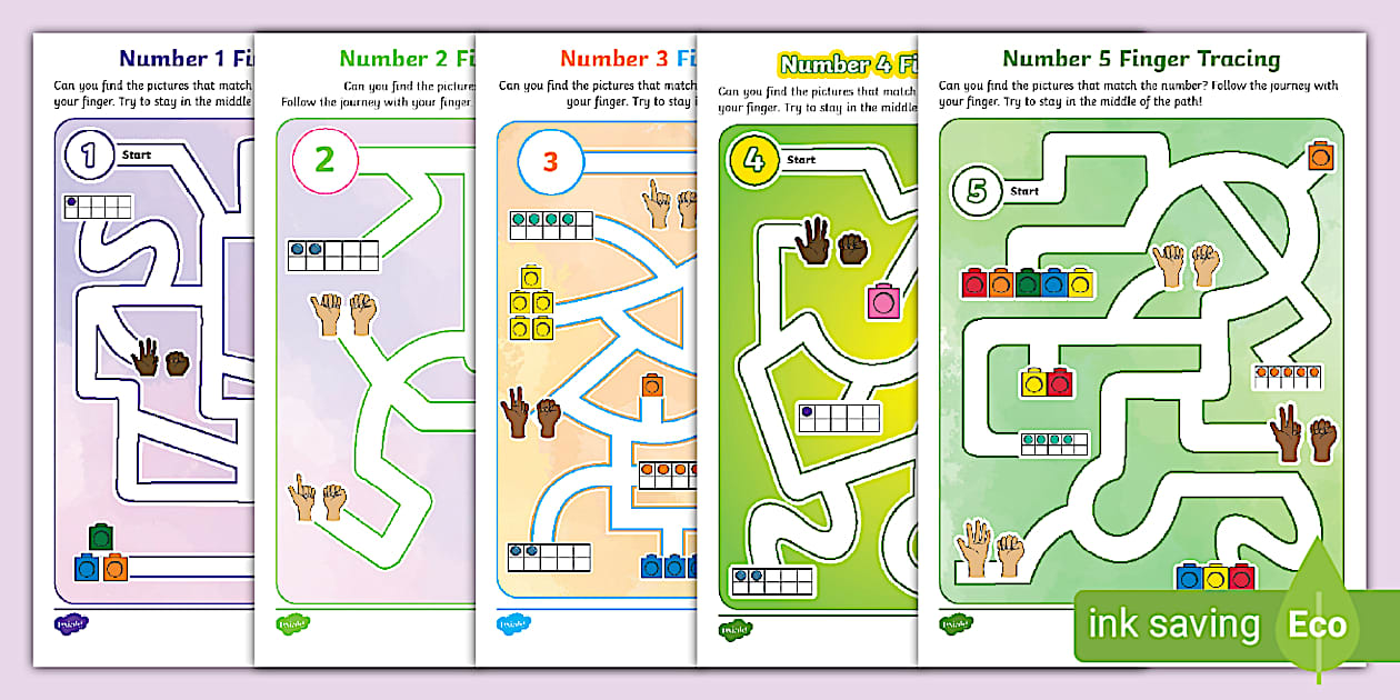 👉 Subitising Numbers 1-5 Finger Tracing Activity Pack