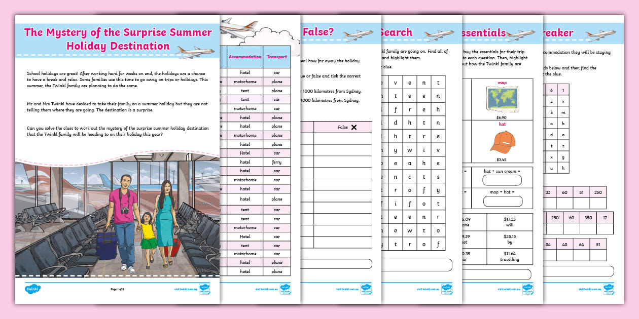 Year 5 The Mystery Summer Holiday Destination Maths Mystery Game