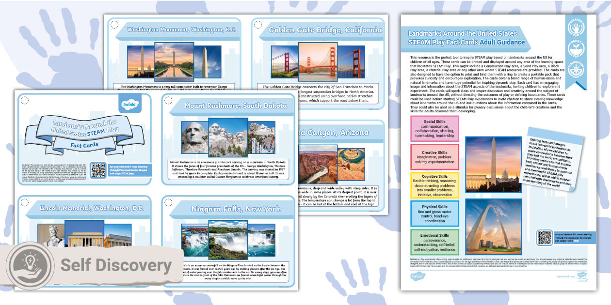 Landmarks Around the United States STEAM Play Fact Cards