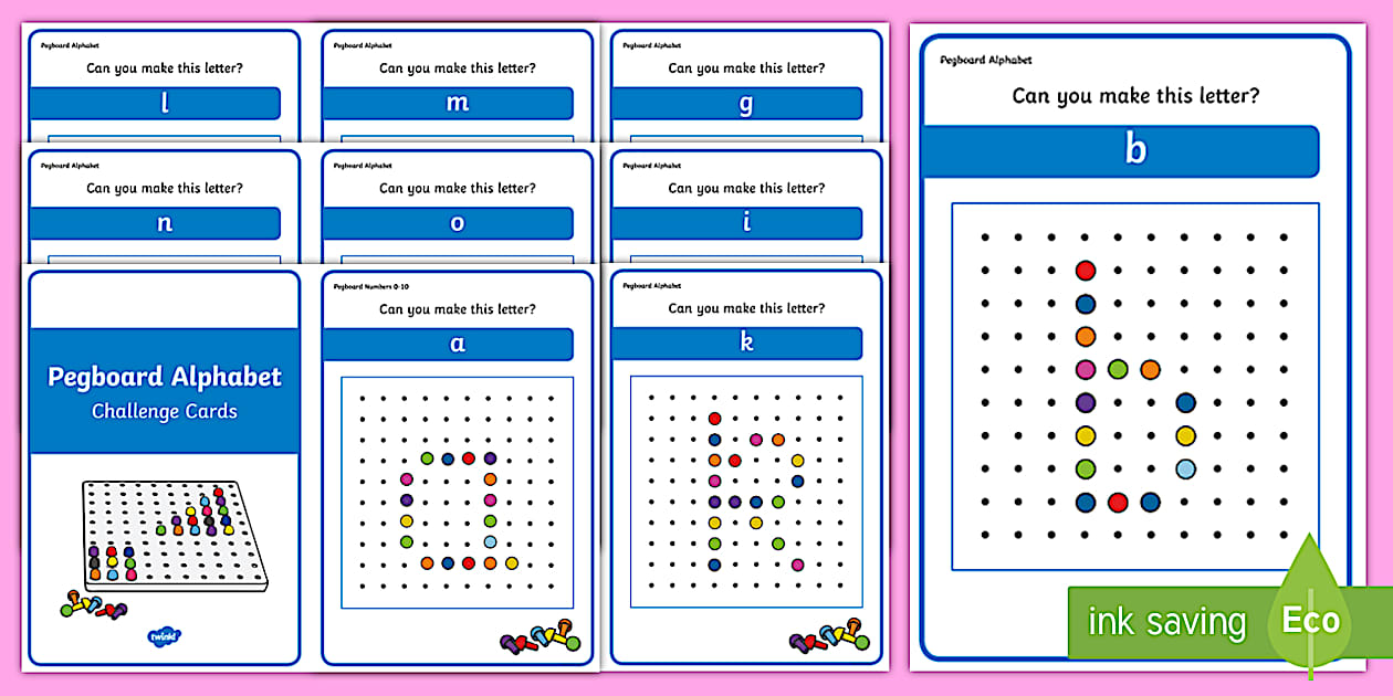 Pegboard Alphabet Challenge Cards (teacher made) - Twinkl