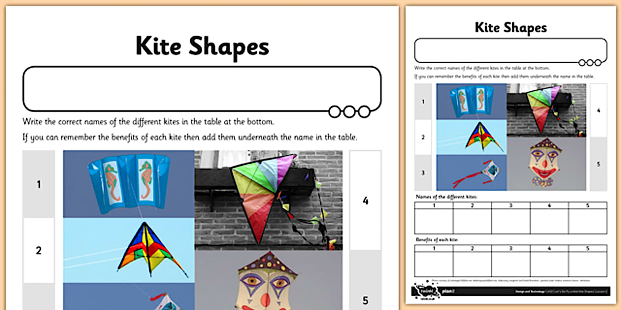 Editable Let's Go Fly a Kite Worksheet - Kite Shape - Twinkl