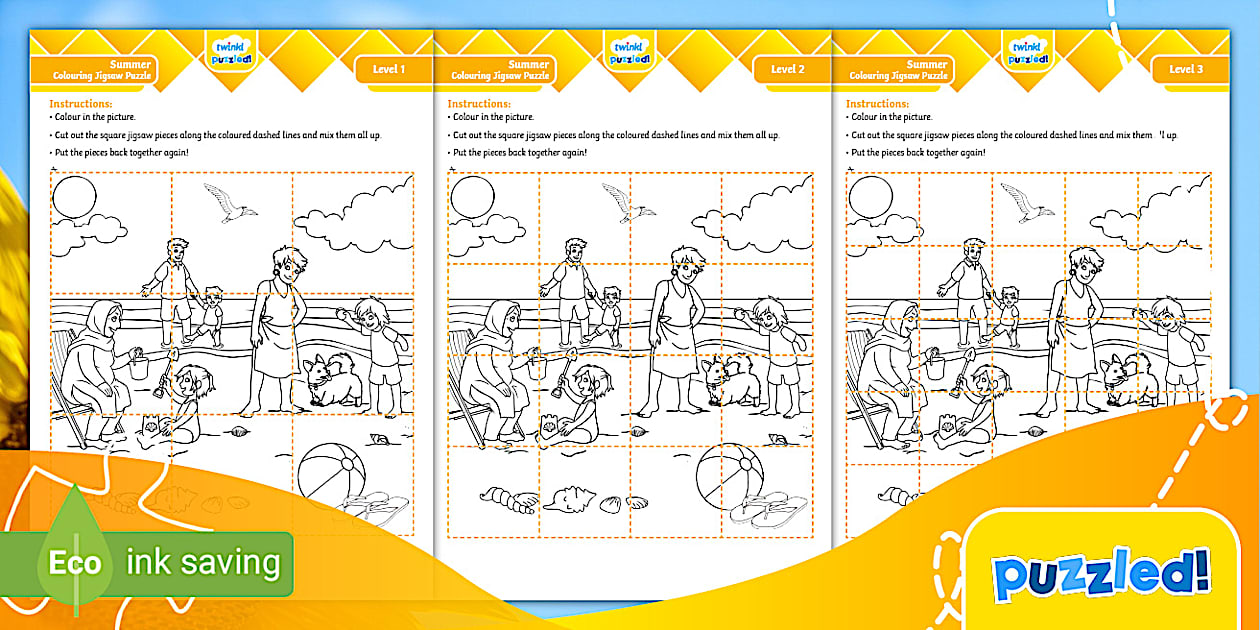 Summer Jigsaw Colouring Puzzle Pack - Twinkl
