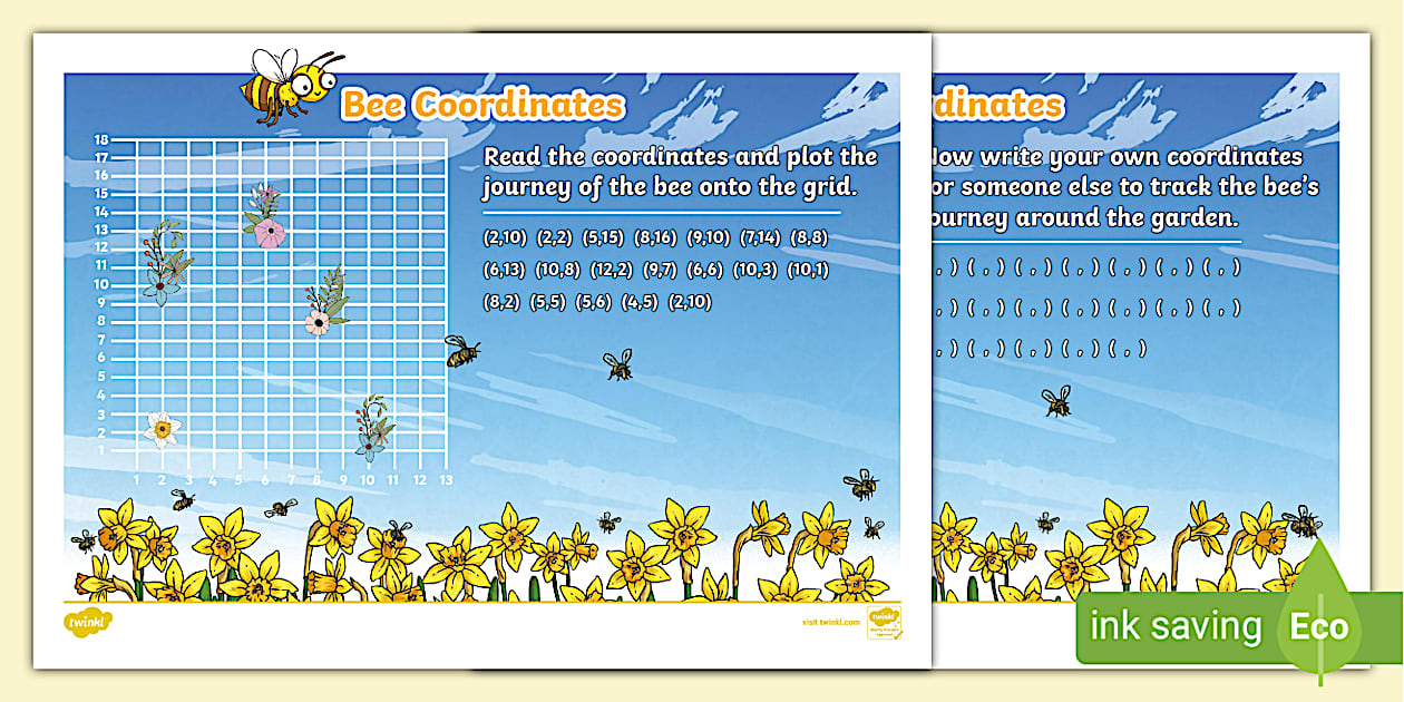 Bee Coordinates Activity Sheet (Teacher-Made) - Twinkl