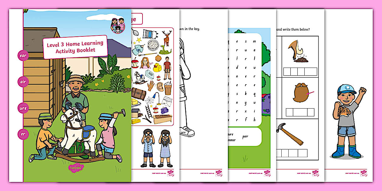 Twinkl Phonics Level 3 Home Learning Activity Booklet ear, air, ure, er