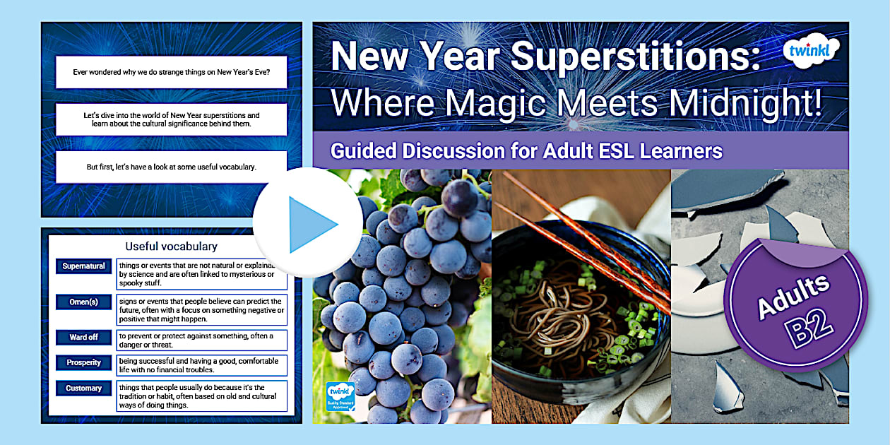 ESL New Year Superstitions Powerpoint [Adults, B2] - Twinkl