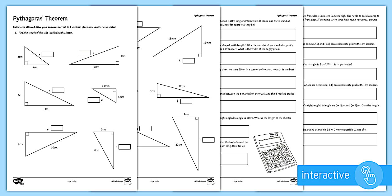 Pythagoras' Theorem Problem-Solving Worksheets | Maths