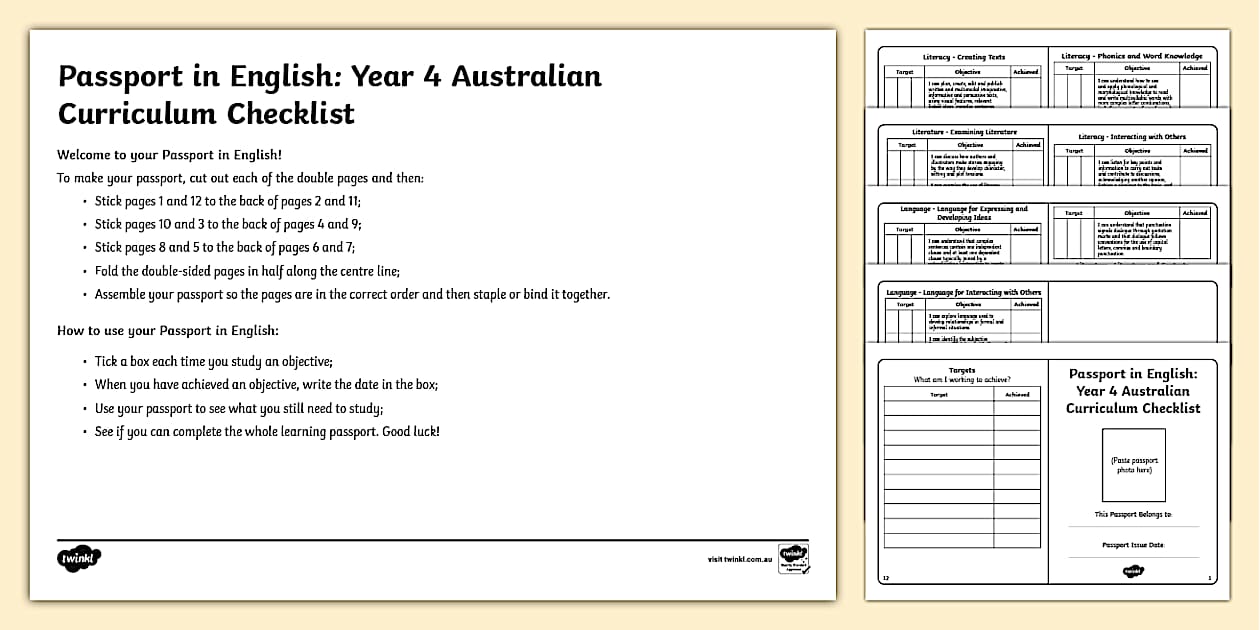 Year 4 Passport in English (teacher made) - Twinkl