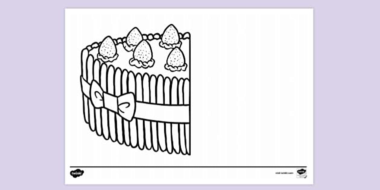 Half Sheet Colouring Page - Cake (teacher made) - Twinkl