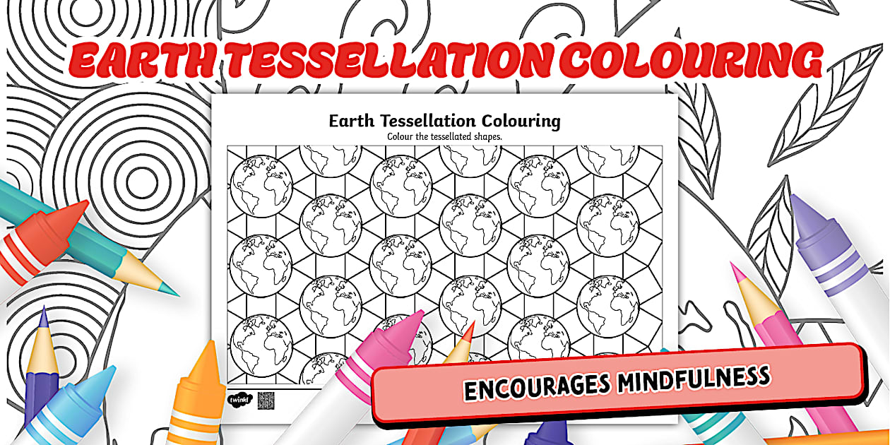 Earth Tessellation Colouring Sheet