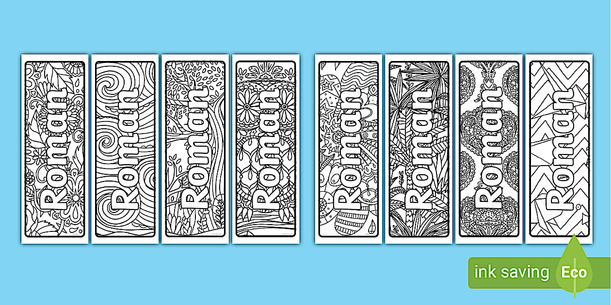 Roman Mindfulness Name Colouring Bookmarks | Twinkl | KS1