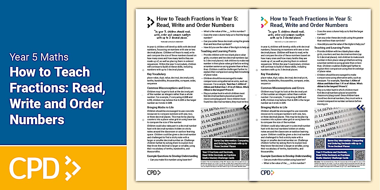 How to Teach Fractions in Year 5: Read, Write and Order Numbers