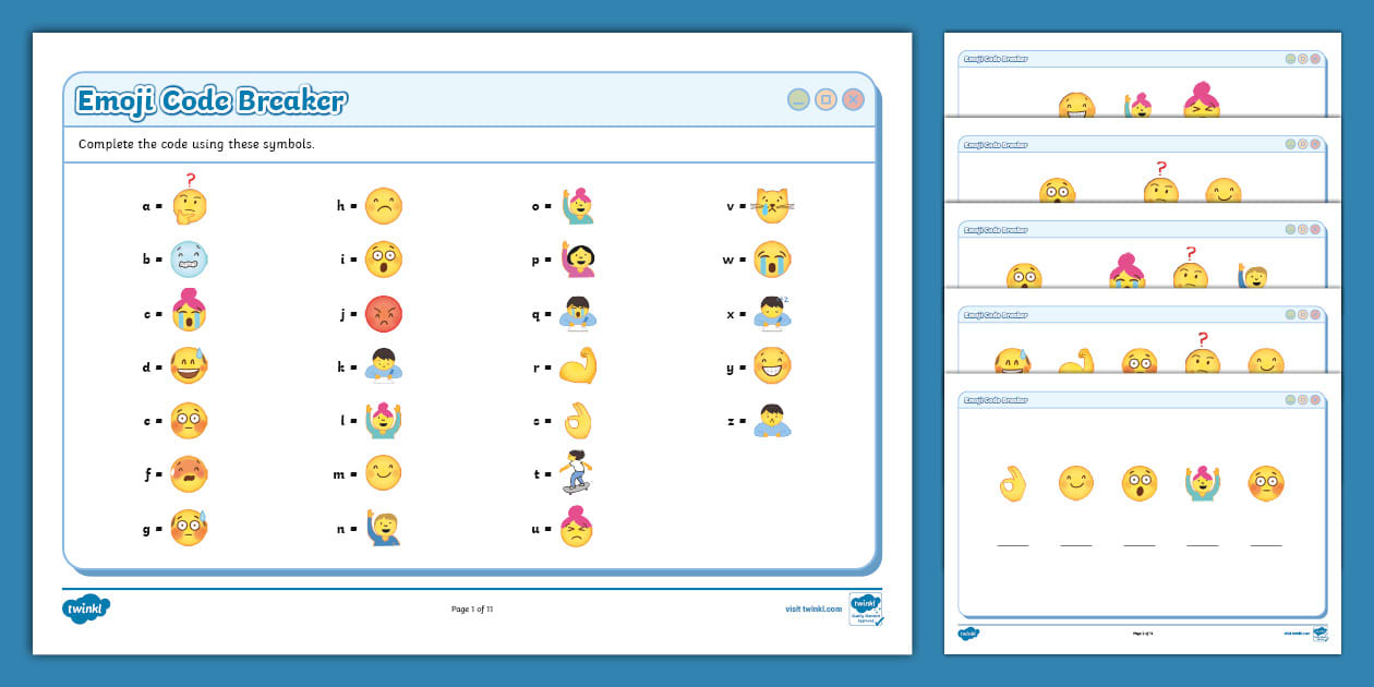 😊 Simple Emoji Crack the Code Worksheets (teacher made)