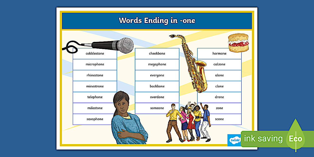 Words Ending in -one Word Mat