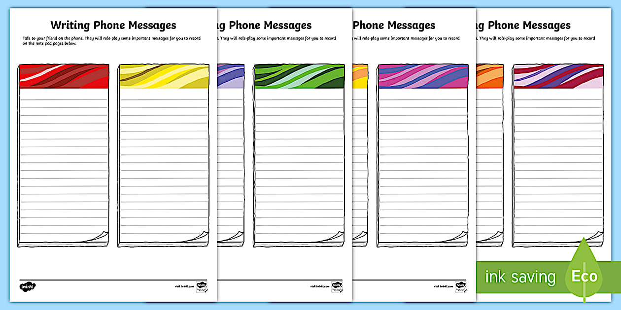 Writing Phone Messages Worksheet / Worksheet - Twinkl