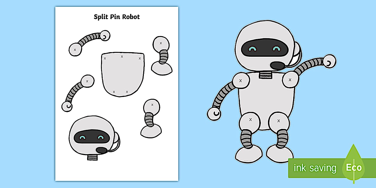 Black and White Split Pin Robot (teacher made) - Twinkl