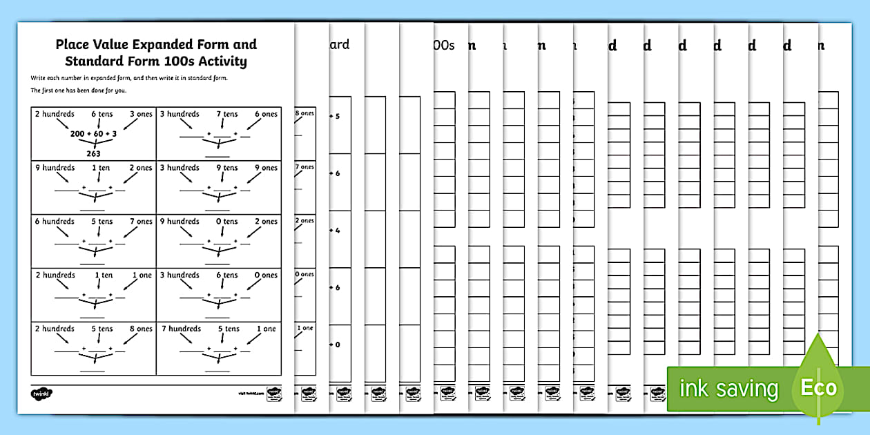 Writing Expanded and Standard Form Resource Pack - Twinkl