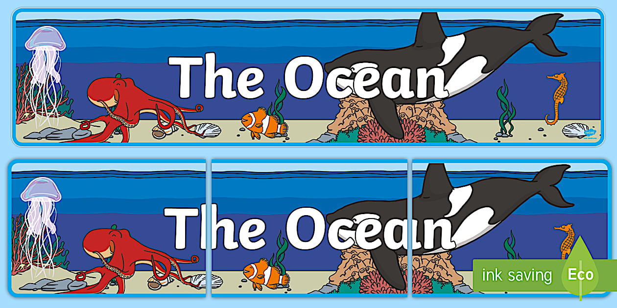 Cursive The Ocean Display Banner (teacher made) - Twinkl