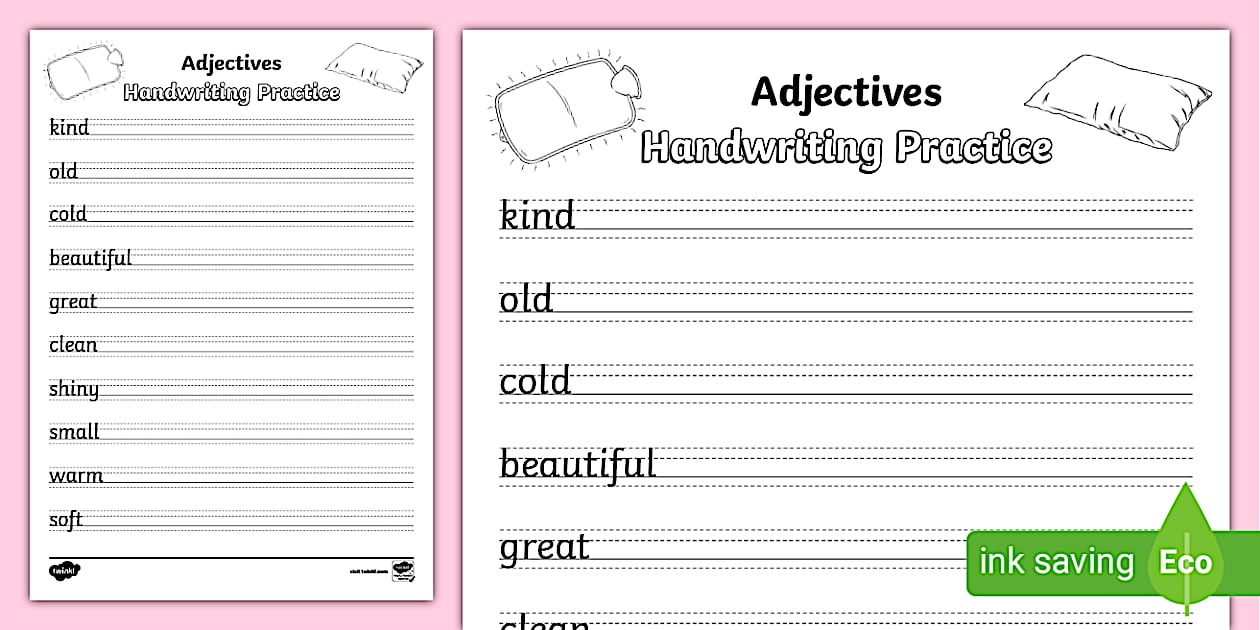 Adjectives Handwriting Practice KS1