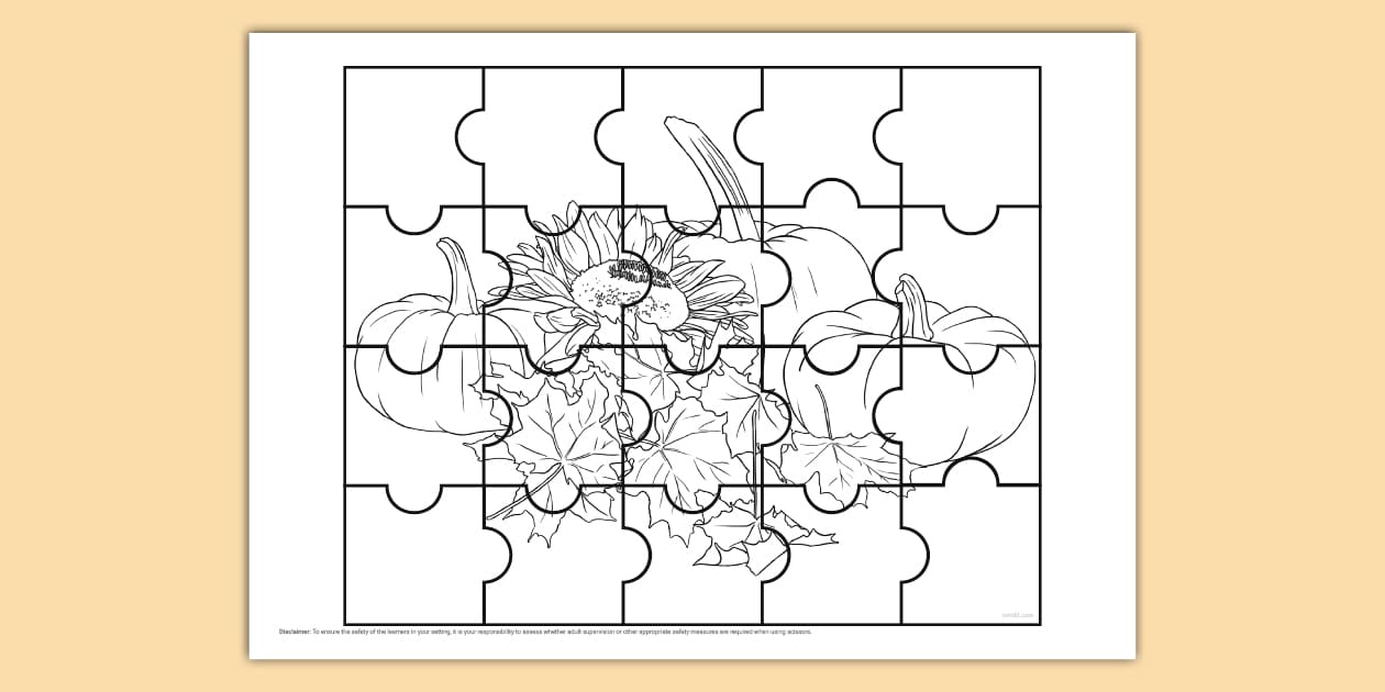 Pumpkin Colouring Jigsaw Puzzle (Teacher-Made) - Twinkl