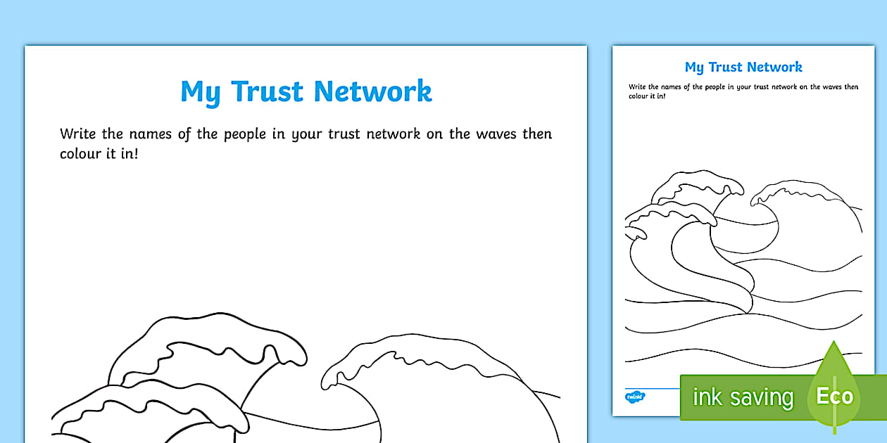 My Trust Network Wave-Themed Worksheet - Twinkl